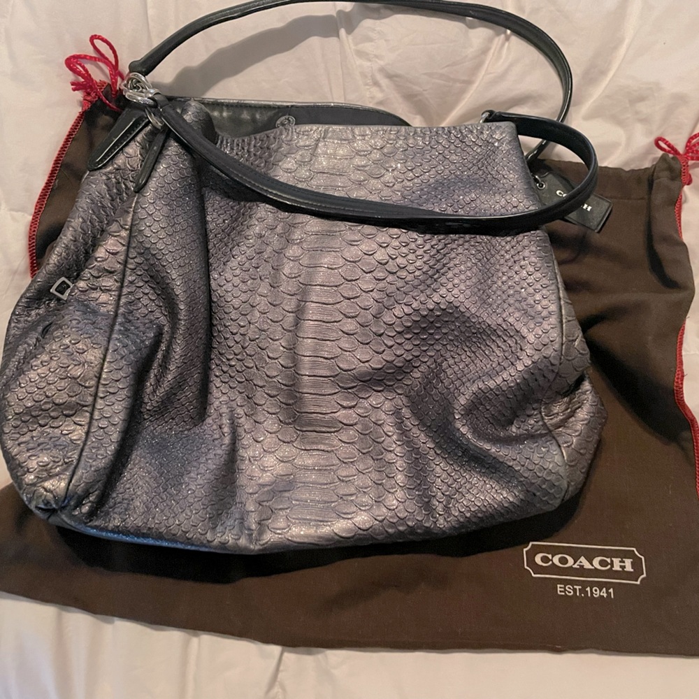 Authentic Coach Leather Shimmer Snake Skin Purse - Gem
